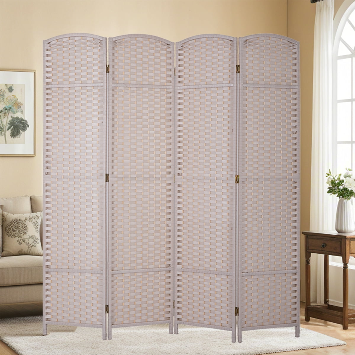 BIQWBIC 6 FT Room Divider 4-Panel Folding Privacy Screen Freestanding ...