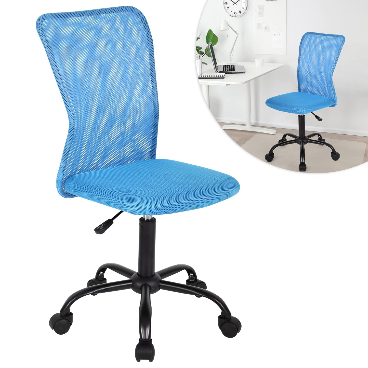 BIQWBIC Armless Office Chair Ergonomic Desk Chair No Arms Mesh Computer ...