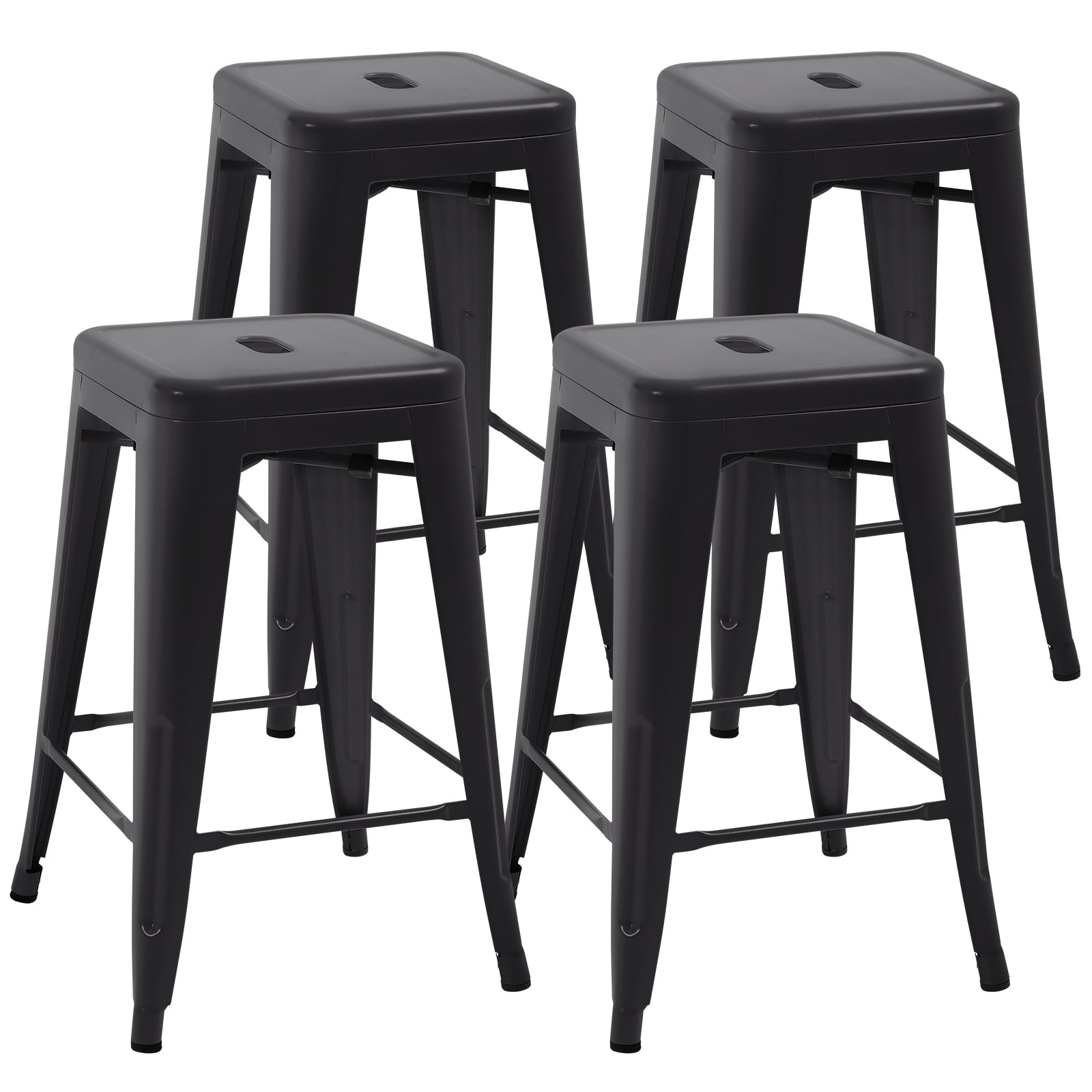 BIQWBIC Metal Bar Stools Set of 4 - 24In Counter Stools with No ...