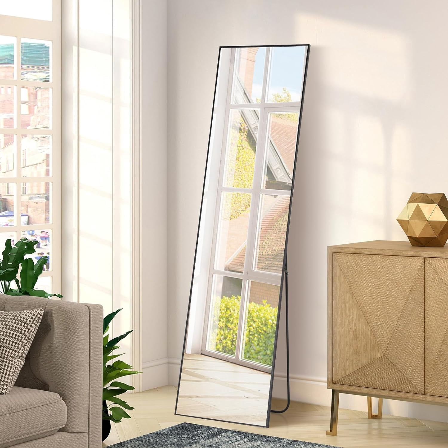 BIQWBIC Mirror Full Length with Stand 59"x16" Mirrors for Wall, Body ...