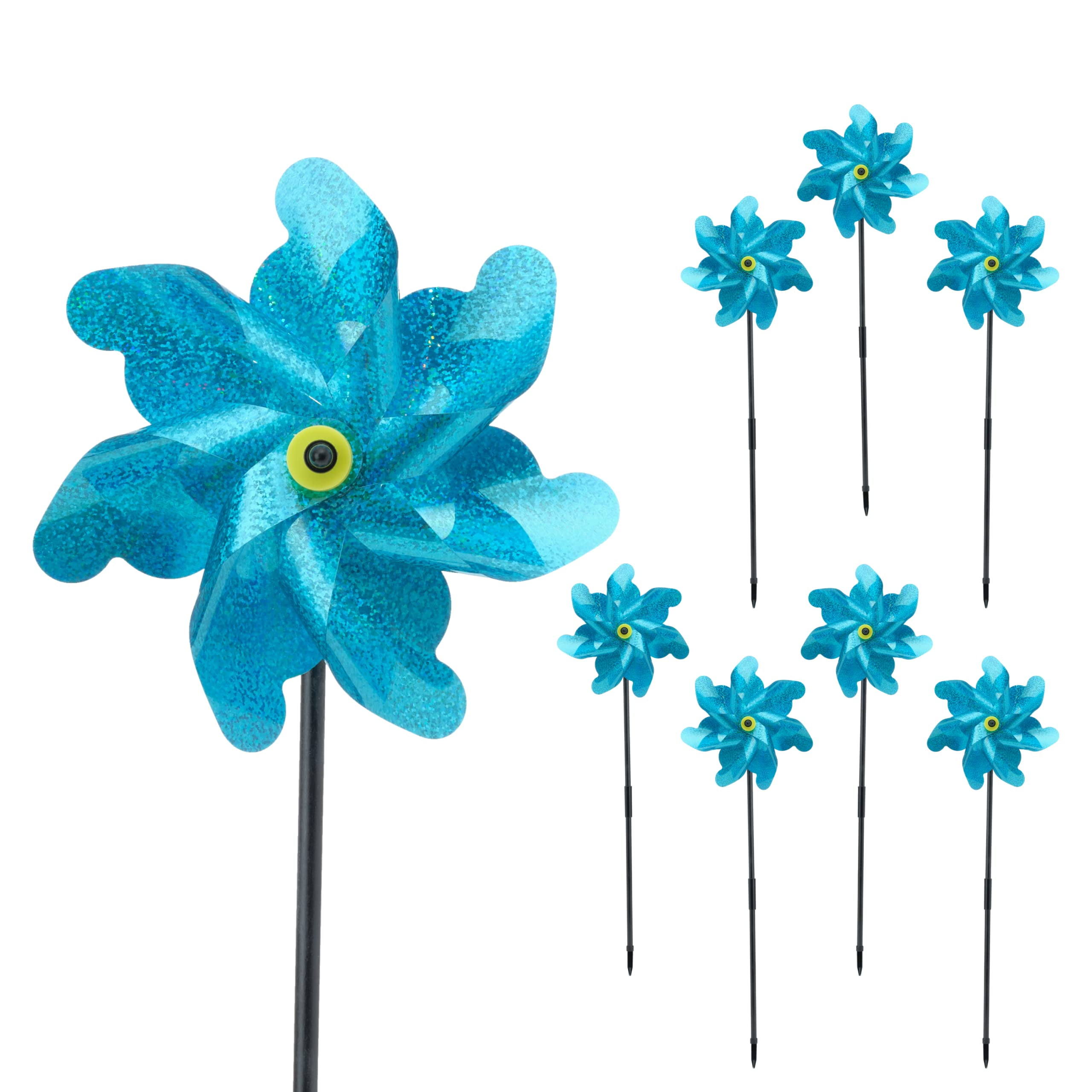 BIRD BLINDER Premium PinWheels Blue – Sparkly Holographic Wind Spinners ...