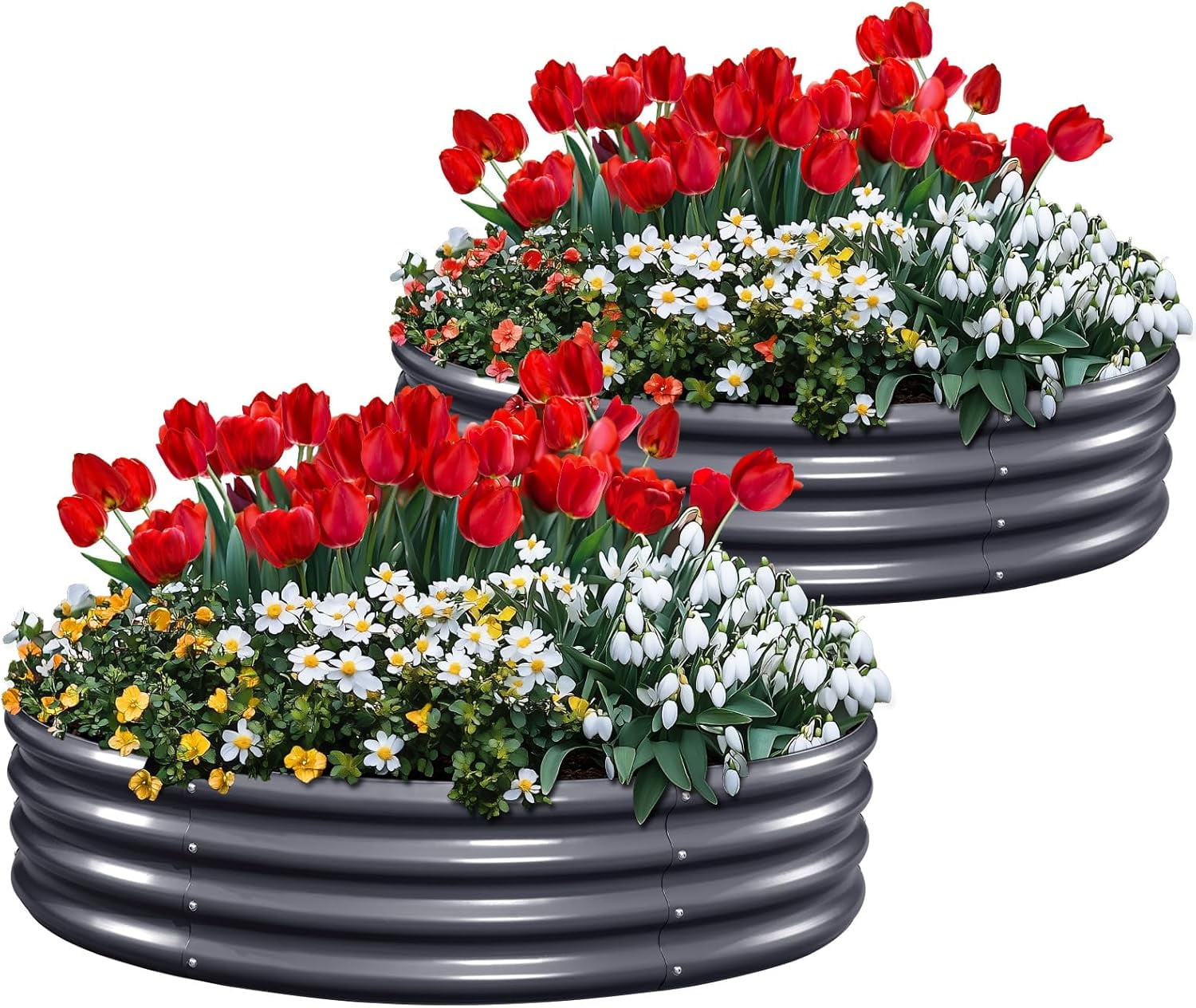 BIRD Raised Garden Bed Galvanized Round Planter Box Outdoor for ...