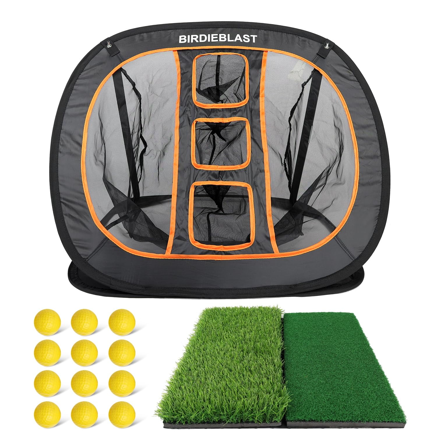 BIRDIEBLAST Professinoal Golf Chipping Net with Golf Hitting Mat,12 ...