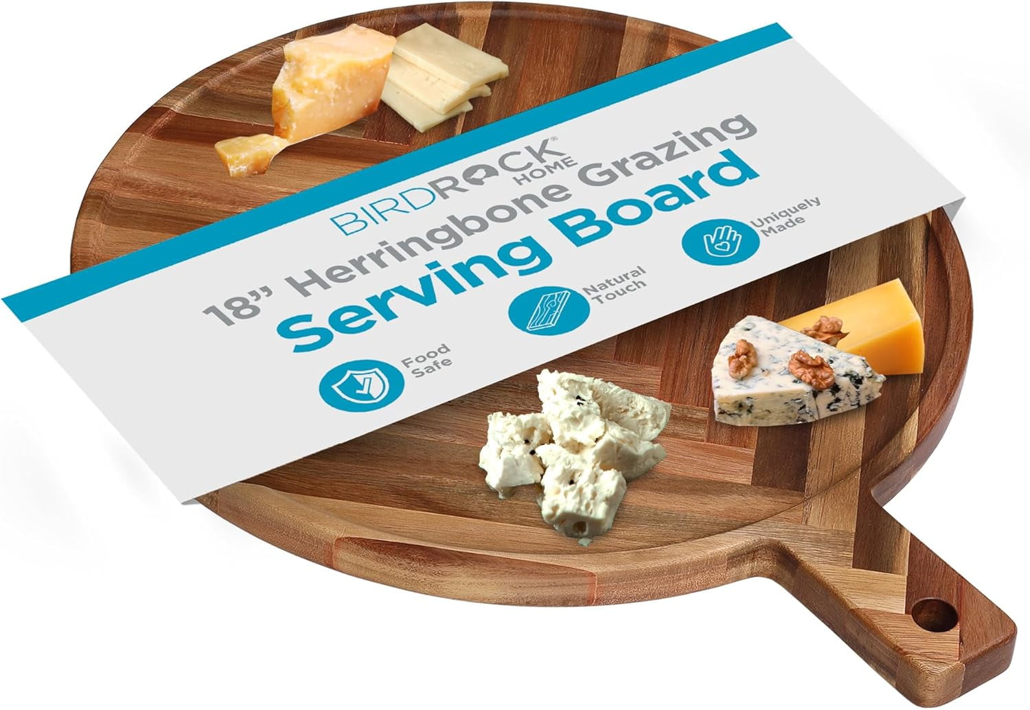 BIRDROCK HOME 18" Herringbone Grazing Serving Board | Wooden Cheese ...