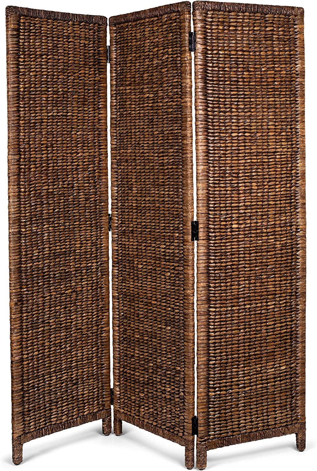 BIRDROCK HOME 3 Panel Seagrass Room Divider - Brown Wash - Folding ...