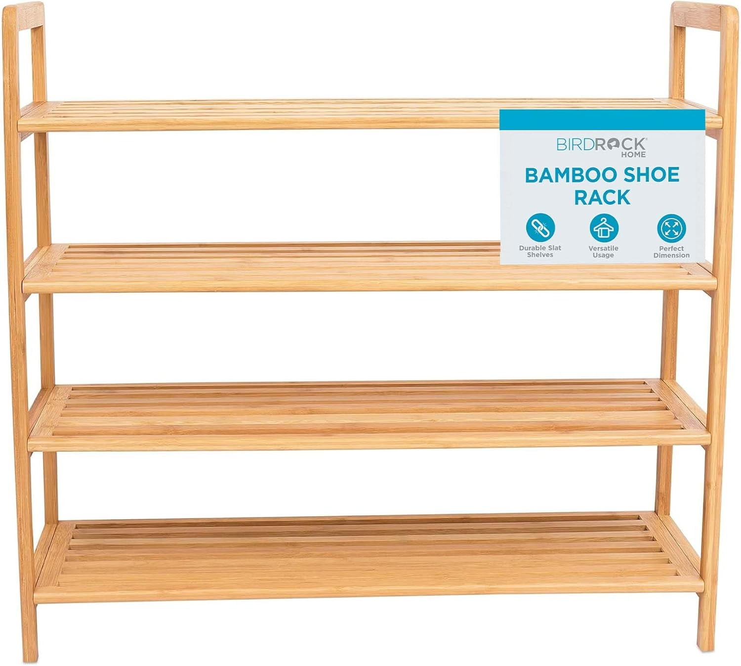 BIRDROCK HOME 4-Tier Bamboo Shoe Rack - Lightweight Wooden Organizer ...