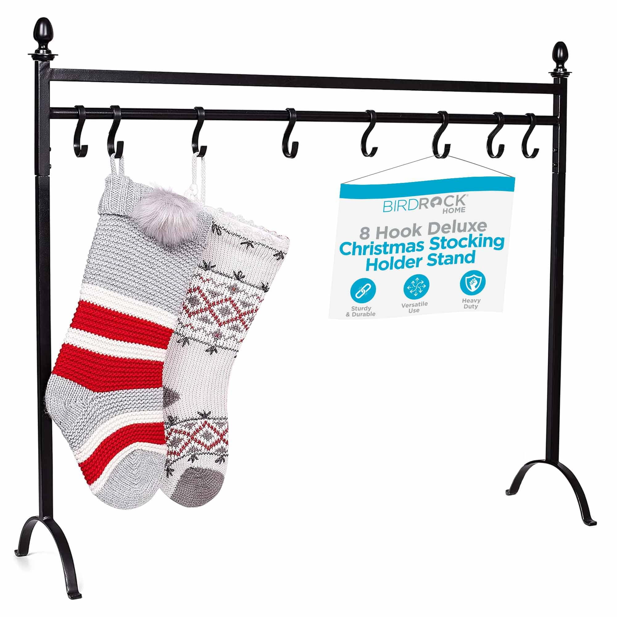 BIRDROCK HOME 8 Hook Deluxe Christmas Stocking Holder Stand - Heavy ...