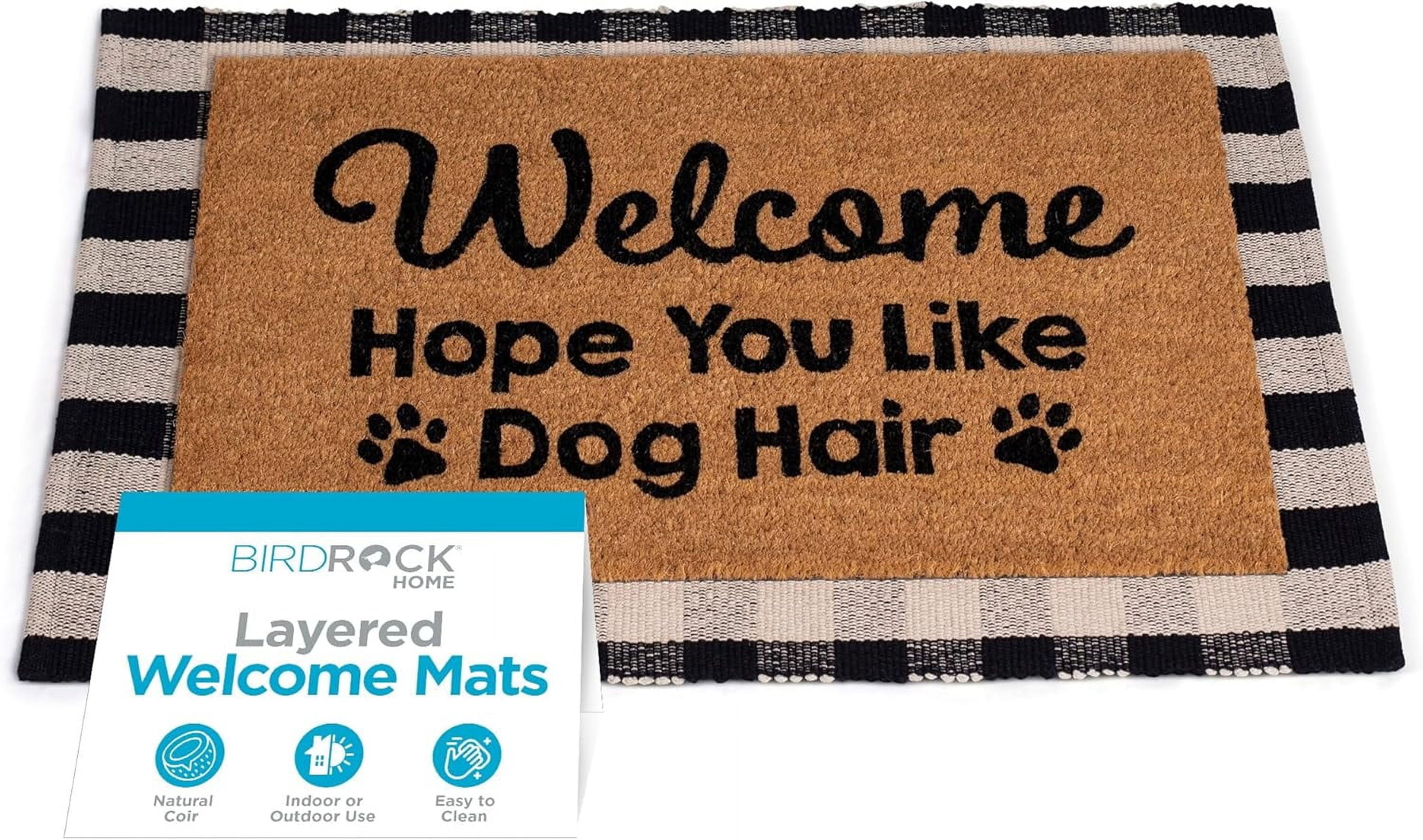 BIRDROCK HOME Layered Welcome Mats - Standard Welcome Mat - Natural ...