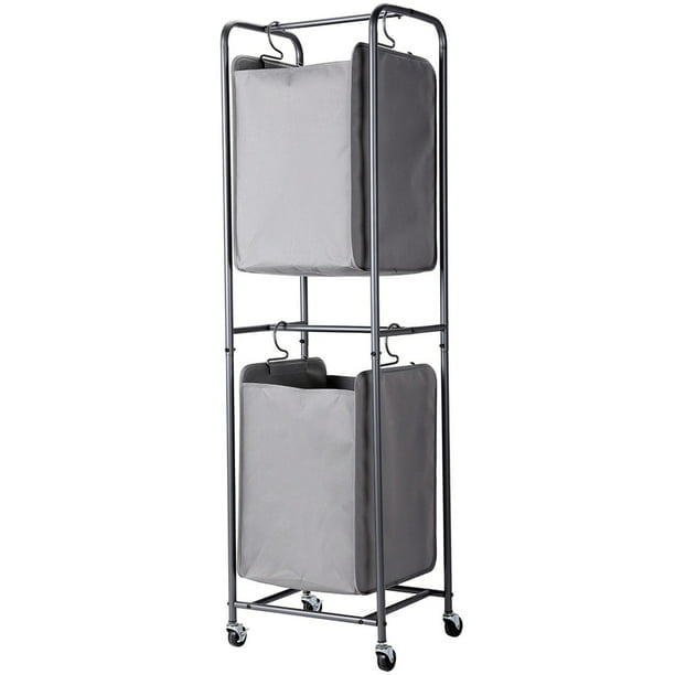 BIRDROCK HOME Rolling 2-Hamper Vertical Laundry Sorter - Grey - Walmart.com