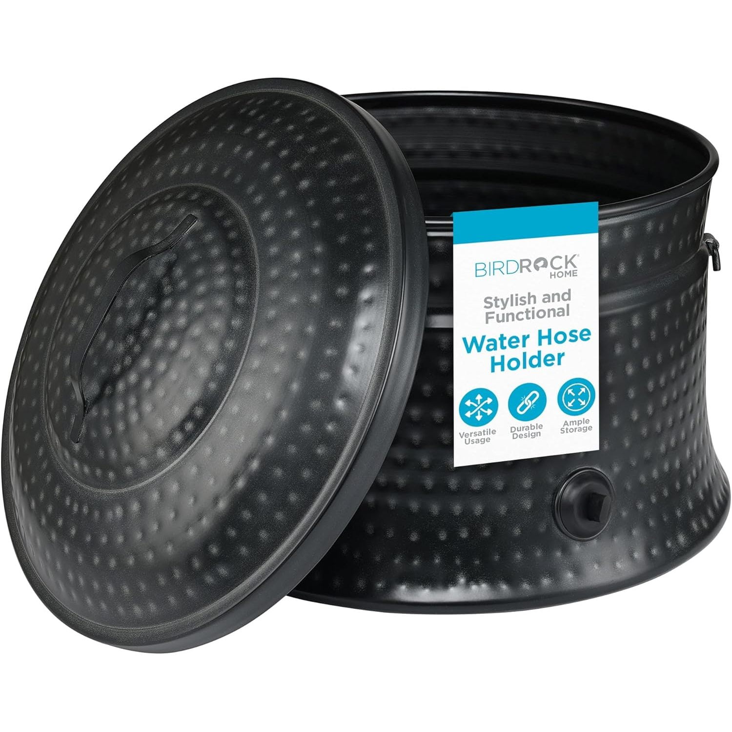 BIRDROCK HOME Water Hose Holder Pot with Lid - 200ft Garden Hose ...