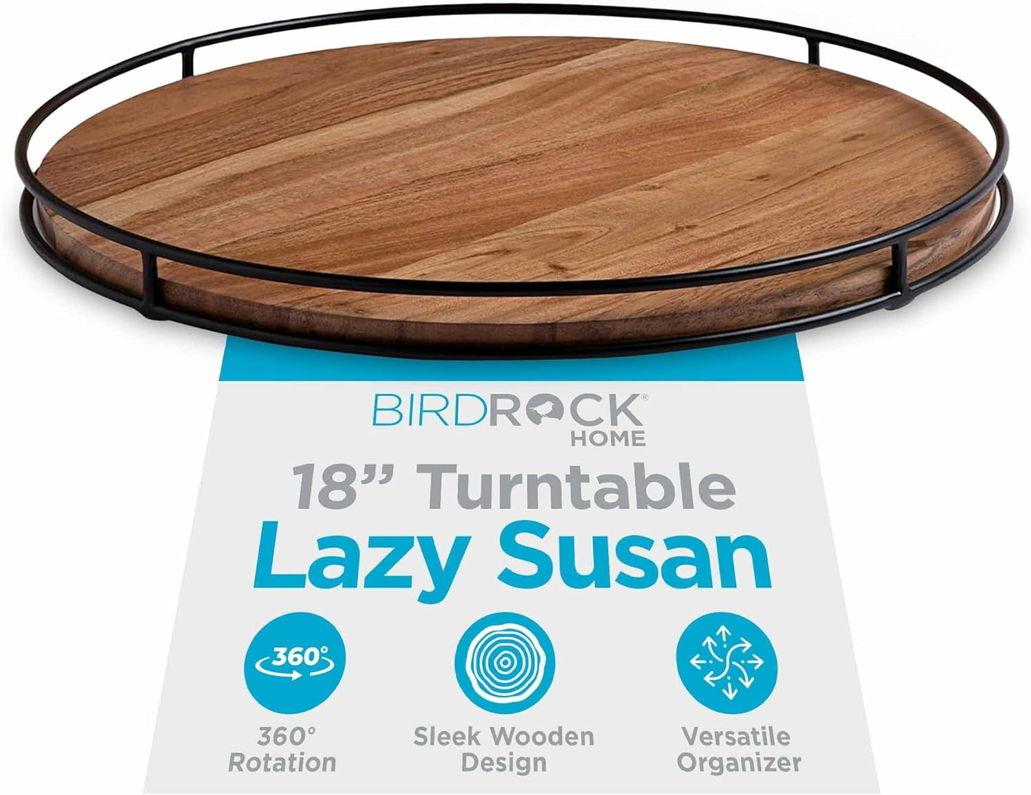 BIRDROCK HOME Wooden Lazy Susan Turntable - Countertop, Cabinet, and ...