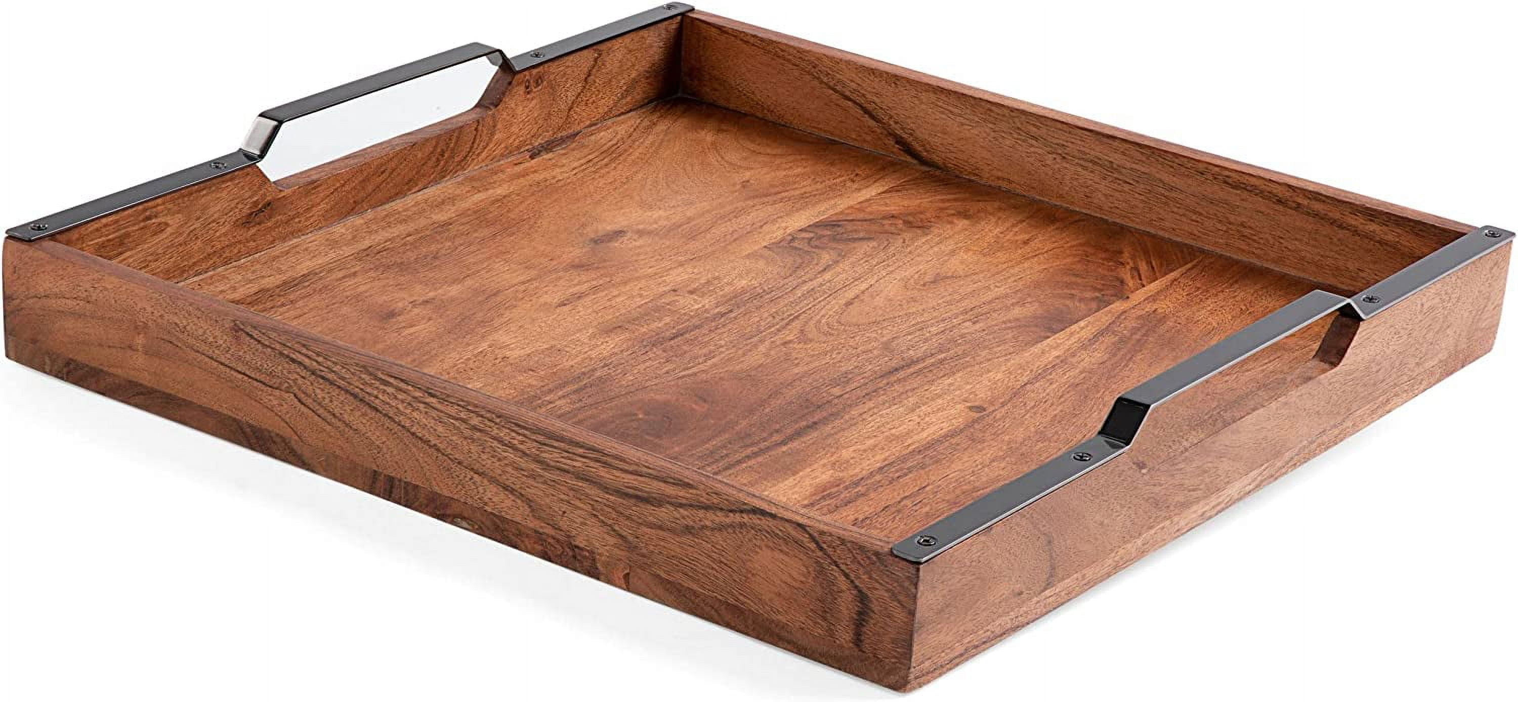 BirdRock Home Wooden Serving Tray, Square with Handles, Decorative ...