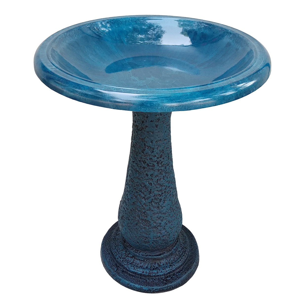 BIRDS and beyond 24" Azure Blue Fiber Clay Birdbath - Walmart.com