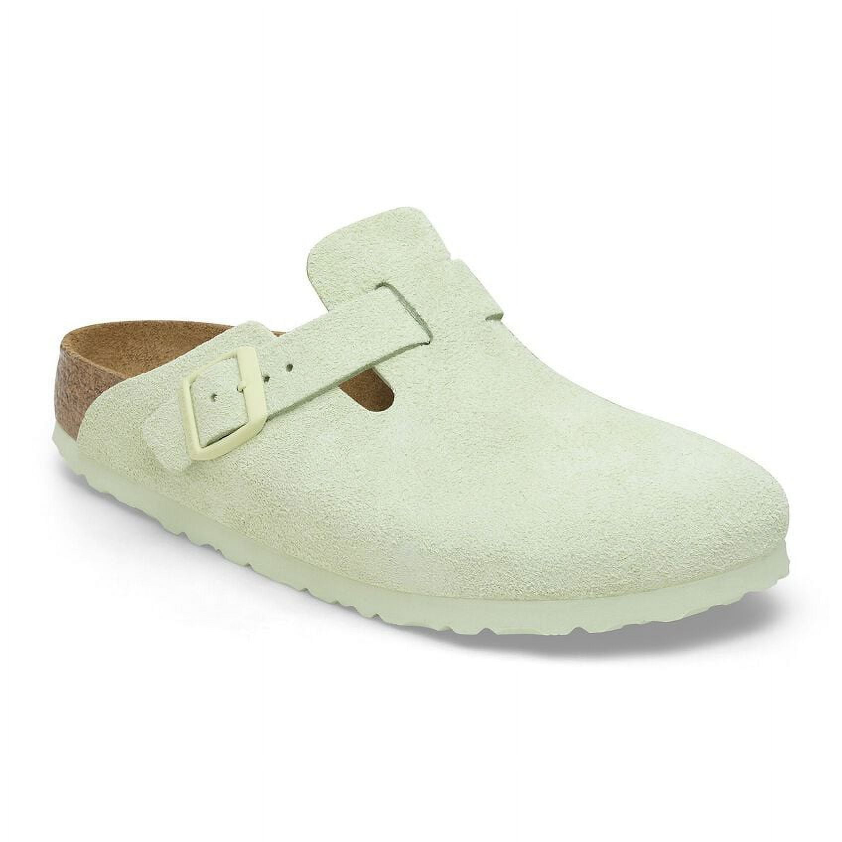 BIRKENSTOCK BOSTON SOFT FOOTBED SUEDE LEATHER Clogs Faded Lime ...