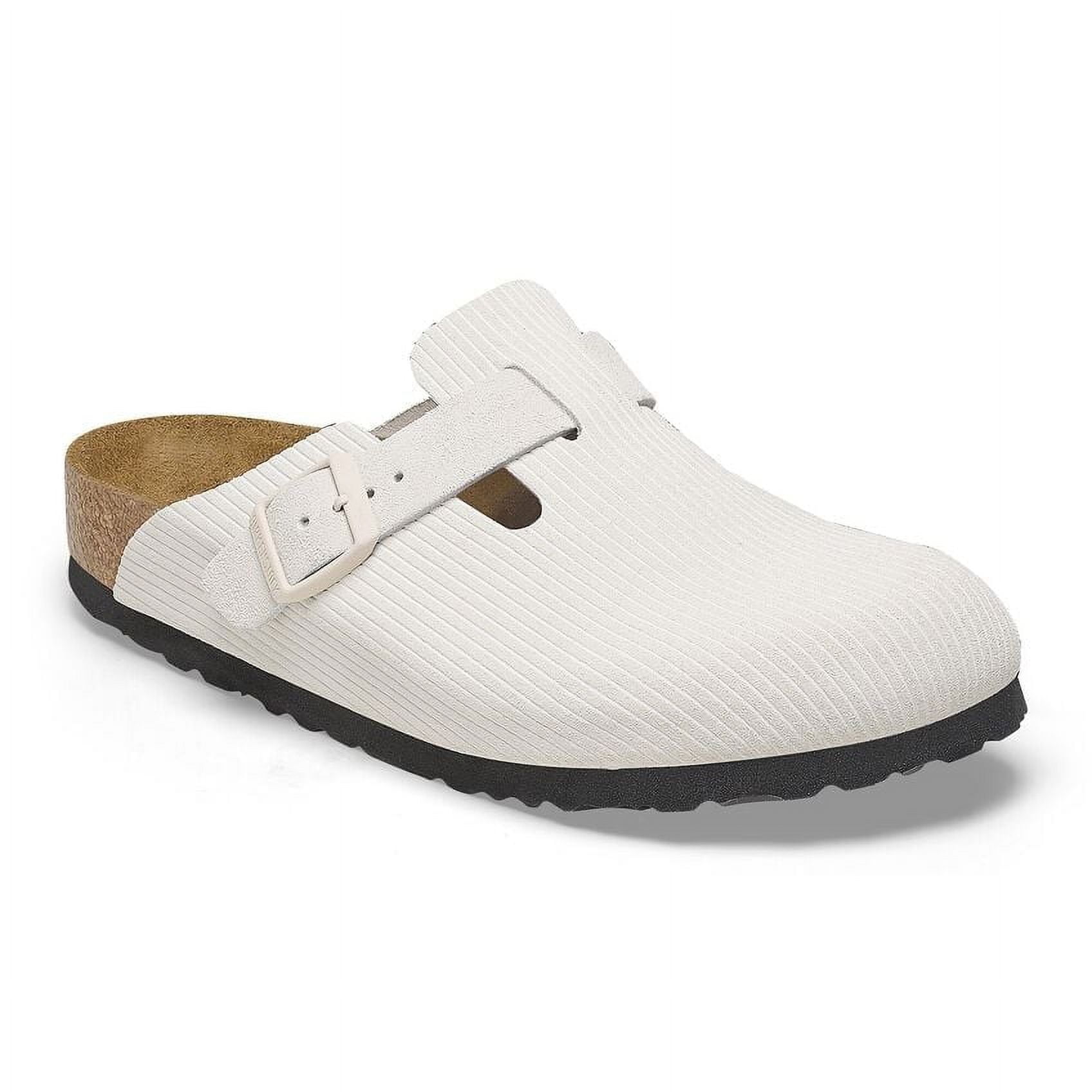 BIRKENSTOCK BOSTON SUEDE EMBOSSED Clogs Corduroy Antique White ...