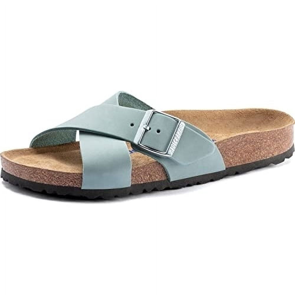 BIRKENSTOCK Women's Siena Narrow Soft Footbed Faded Aqua Nubuck Leather ...