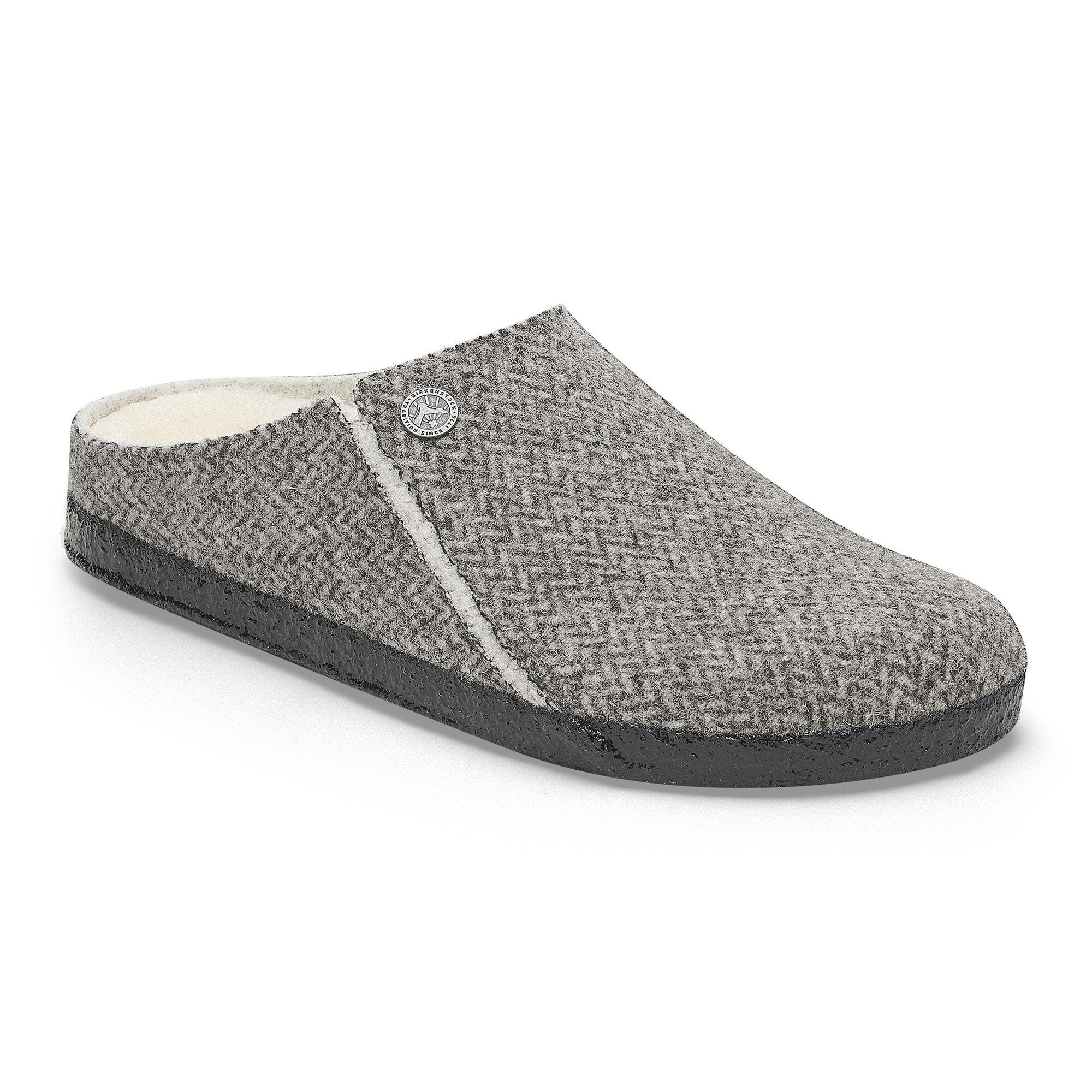 BIRKENSTOCK Zermatt Shearling Wool Felt Clogs Herringbone Gray ...