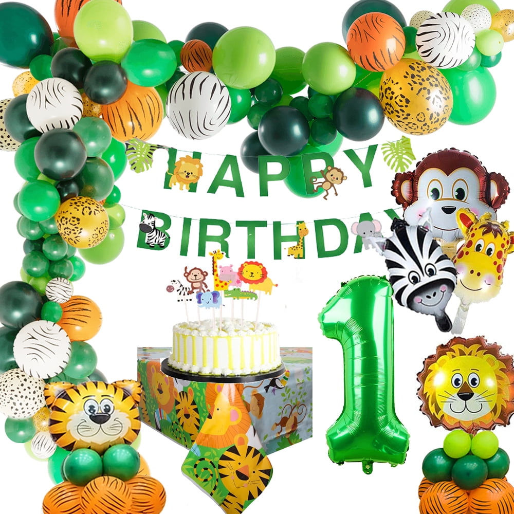 BIRLON 1 Year Old Boy Birthday Decorations, Boy 1st Jungle Safari ...