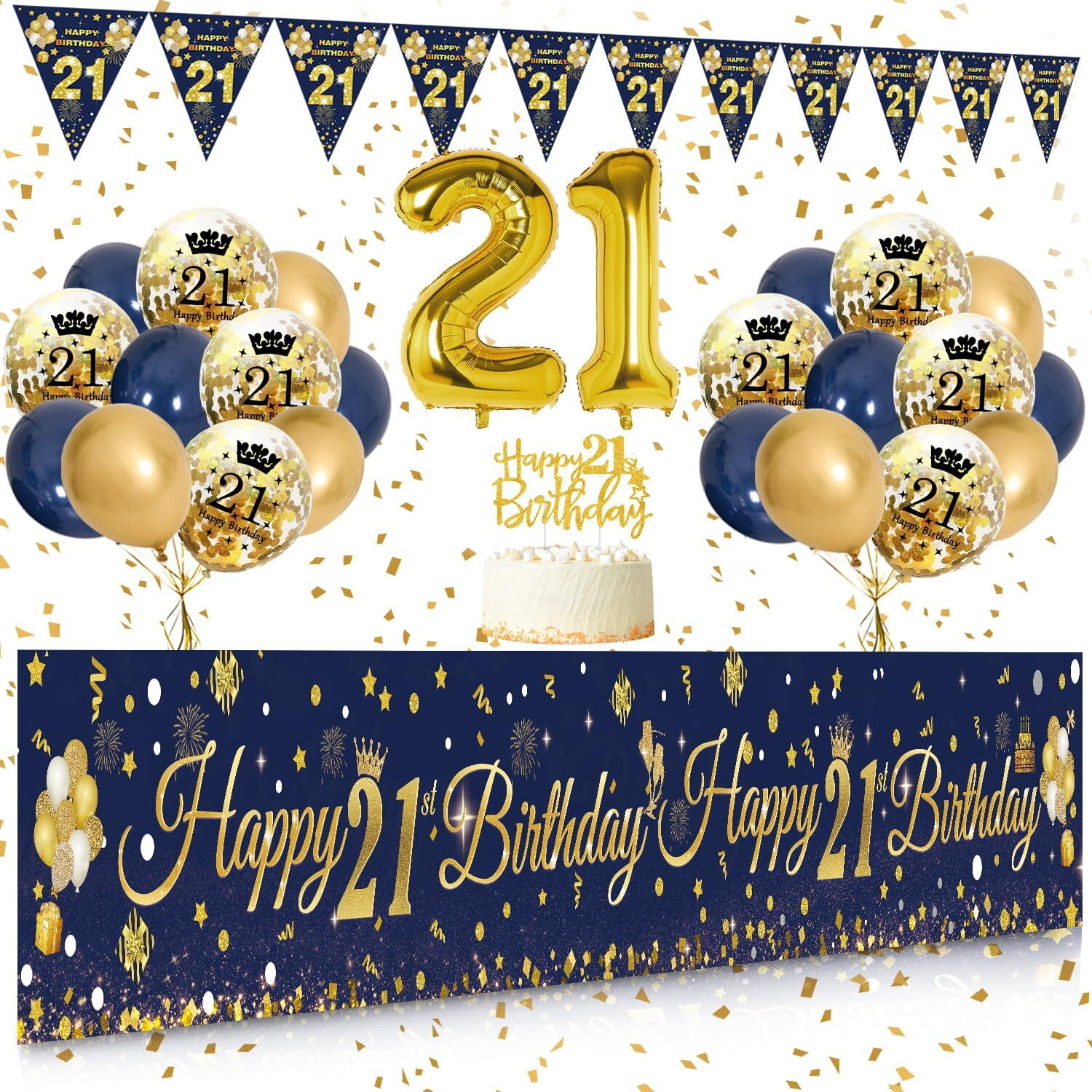 BIRLON 21st Birthday Decorations, Men Birthday Party Supplies, Happy Birthday Poster and ...