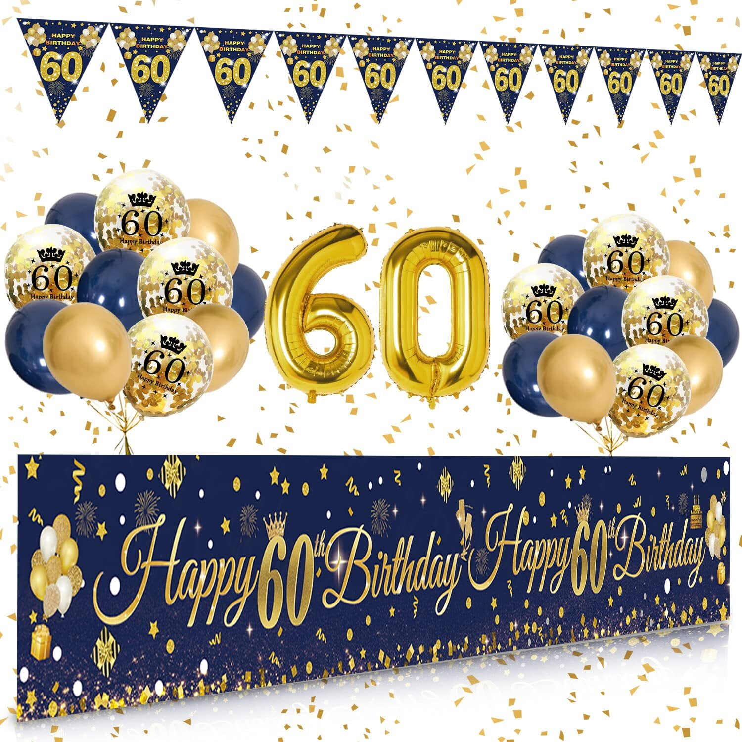BIRLON 60th Birthday Decorations, Men Birthday Party Supplies, Happy ...