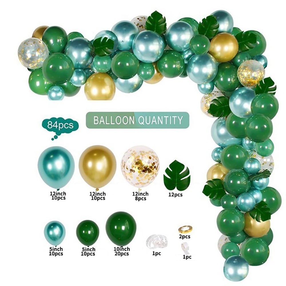 BIRLON Jungle Green Balloon Set with with Simulated Leaves and Confetti ...