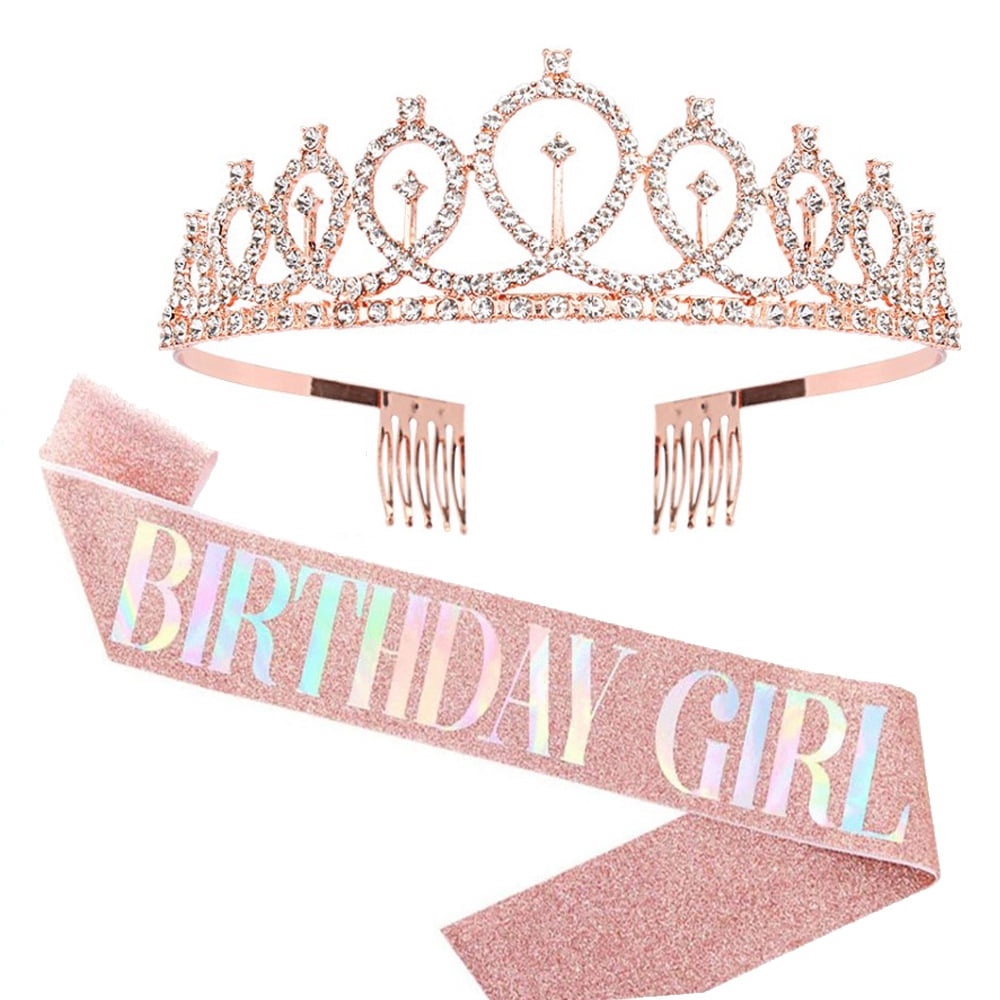 "BIRTHDAY GIRL"Sash & Rhinestone Tiara Kit - Birthday Gifts Birthday Sash for Women Birthday ...