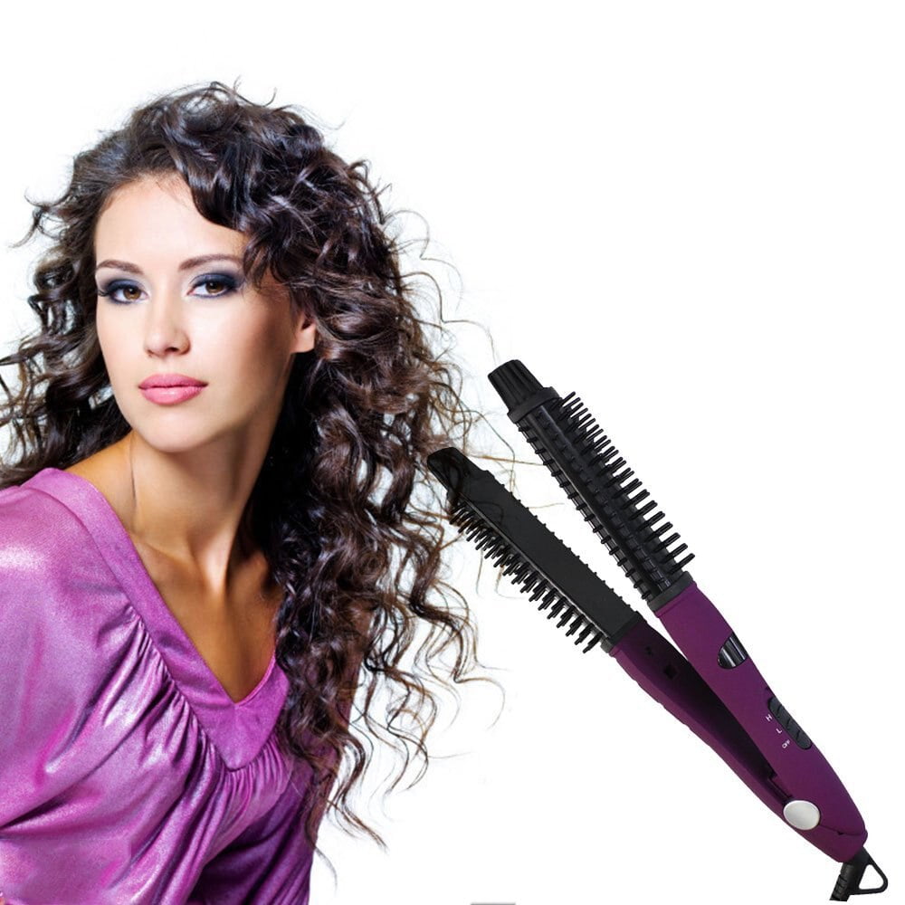 BISHE 2 in 1 Ceramic Hair Curler Brush, Straightener and Curler ...