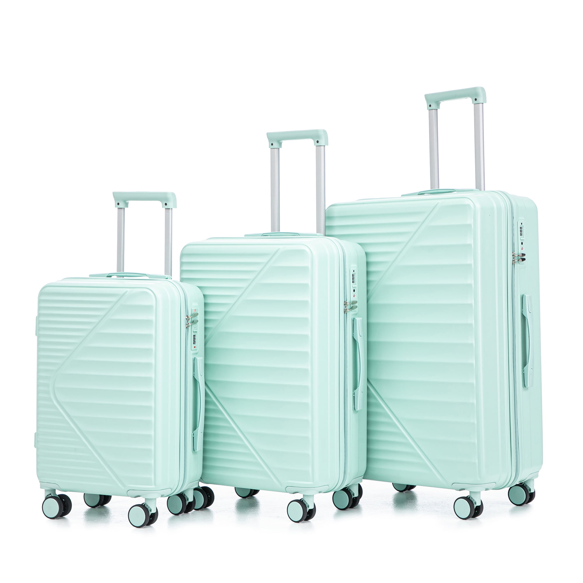 BISHE 3-Piece ABS Luggage Set, Expandable Spinner Suitcase with TSA ...