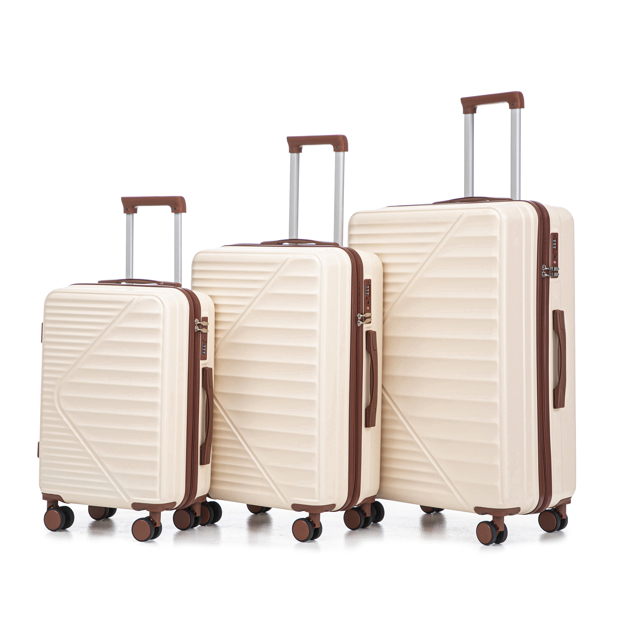 BISHE 3-Piece ABS Luggage Set, Expandable Spinner Suitcase with TSA ...