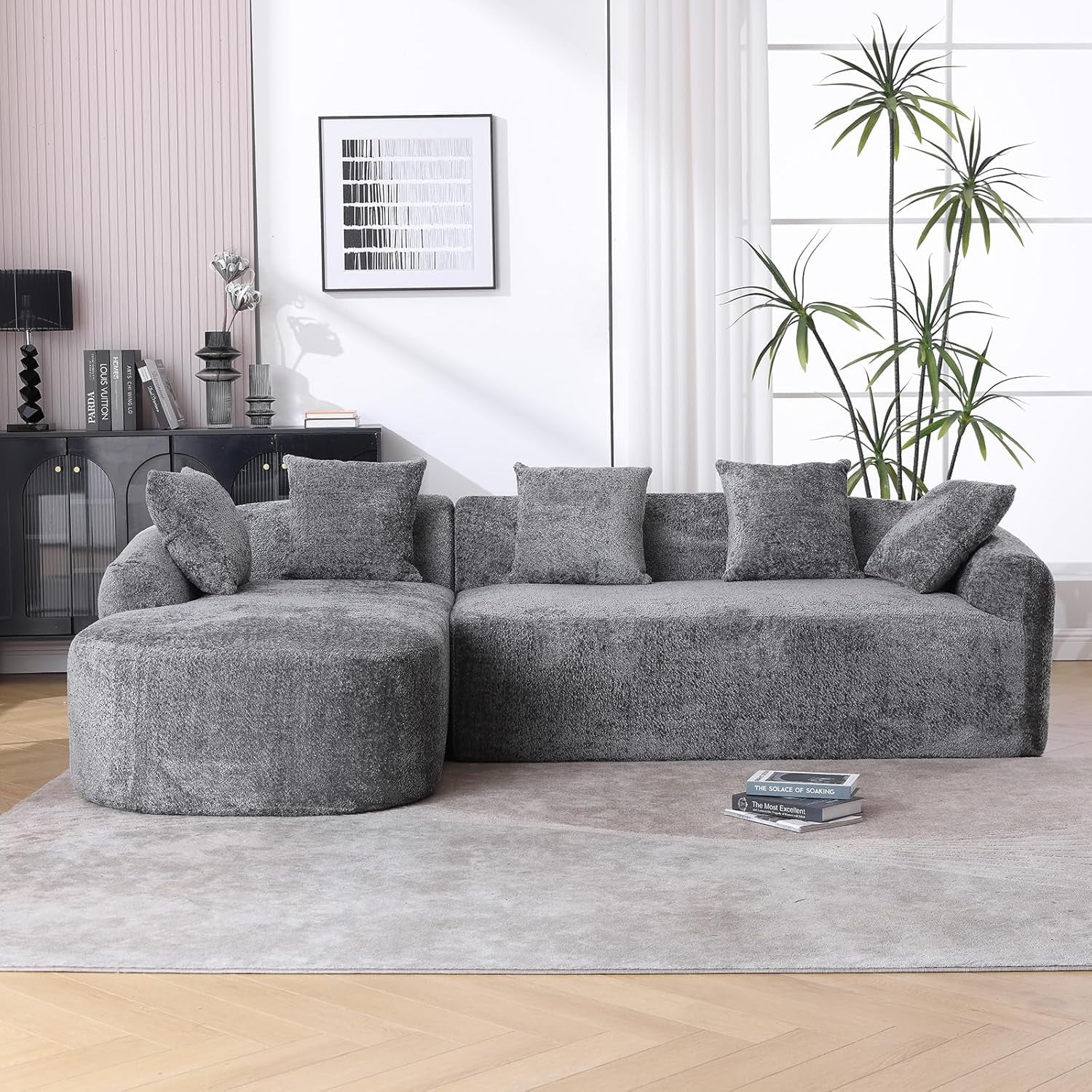 BISHE 99" Oversized L-Shaped Sectional Sofa with Chaise, 3 Seater ...