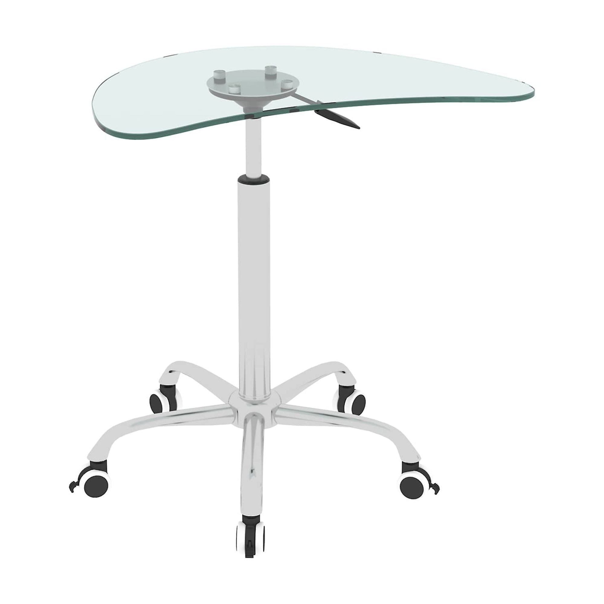 BISHE Adjustable Height Transparent Tempered Glass Desk with Lockable ...