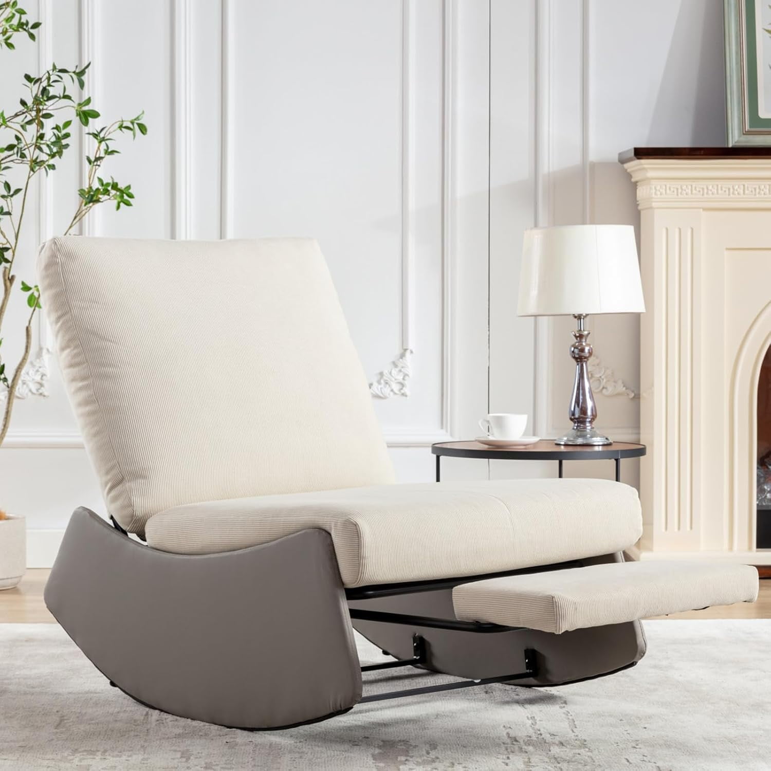 BISHE Modern Rocking Chair Recliner, Comfy Rocker Nursery Chair with ...