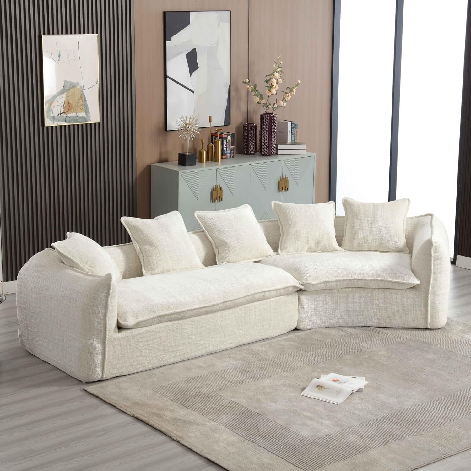 BISHE Modular Sectional Sofa, L-Shaped Cloud Couch for 5 with Pillows ...