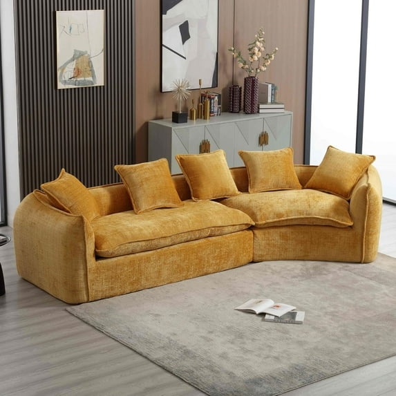 BISHE Modular Sectional Sofa, L-Shaped Cloud Couch for 5 with Pillows ...