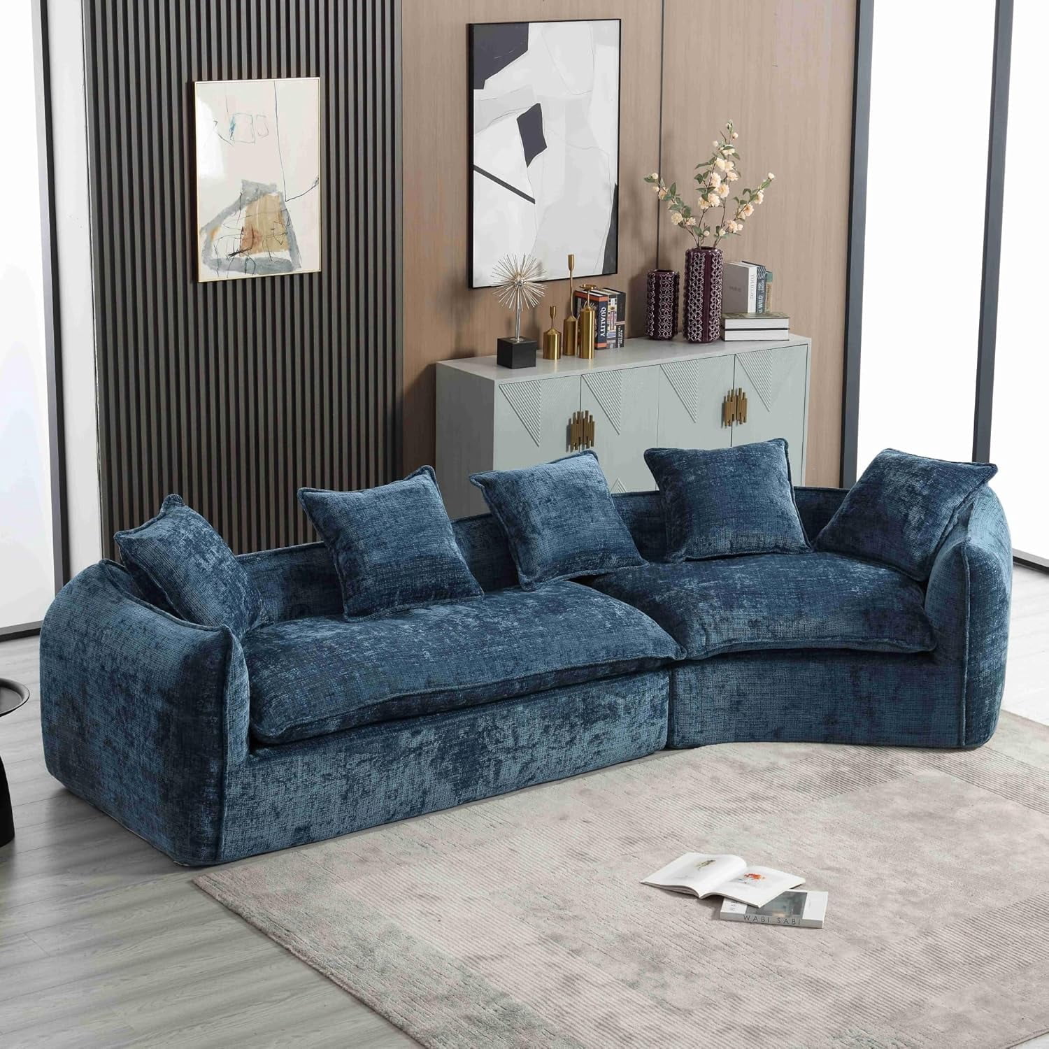 BISHE Modular Sectional Sofa, L-Shaped Cloud Couch for 5 with Pillows ...