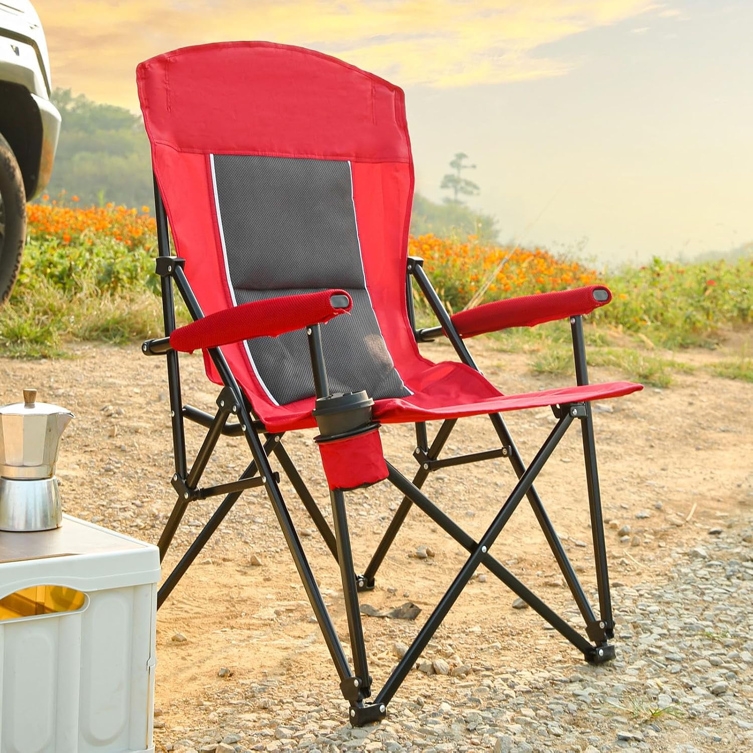 BISHE Oversized Camping Chairs for Adults, High Back Heavy Duty Lawn ...