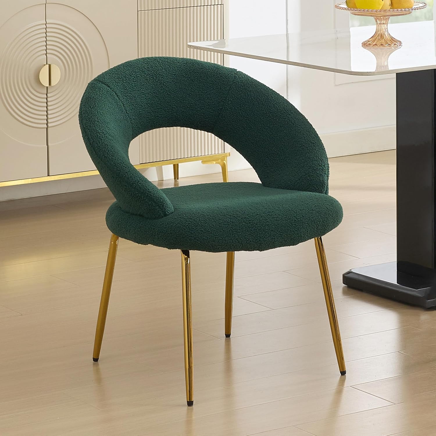 BISHE Teddy Vanity Chair for Teen Girls, Comfy Furry Makeup Desk Chair ...