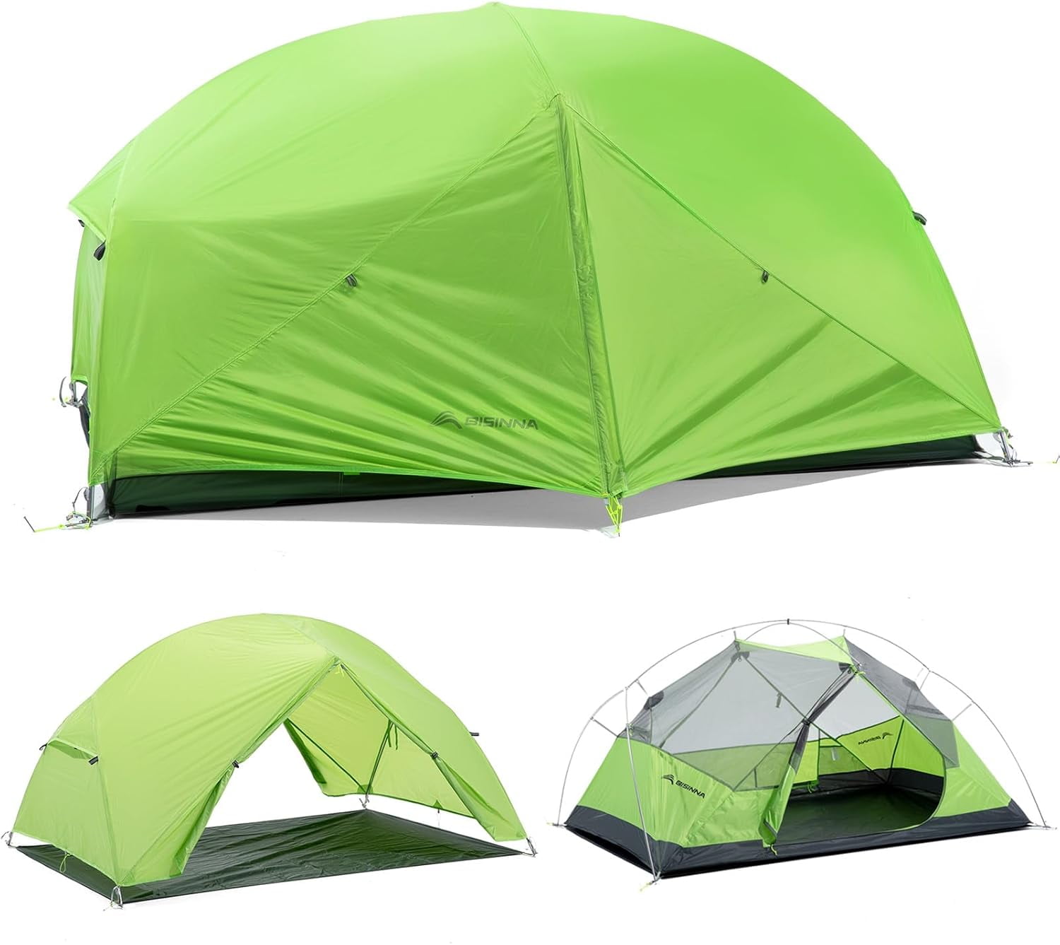 BISINNA Backpacking 2 Person Tent Lightweight 3 Season Camping Tent 20D ...