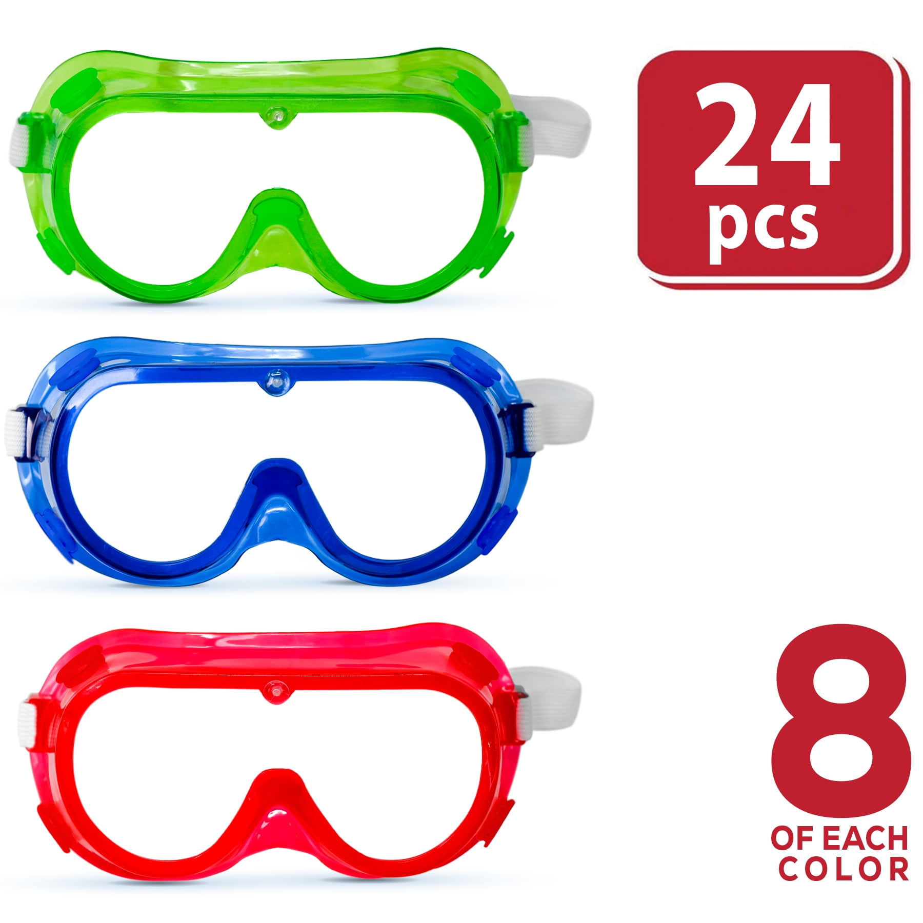 BISON LIFE Spectra Kids Safety Goggles, Red, Green & Blue Colors (24 ...