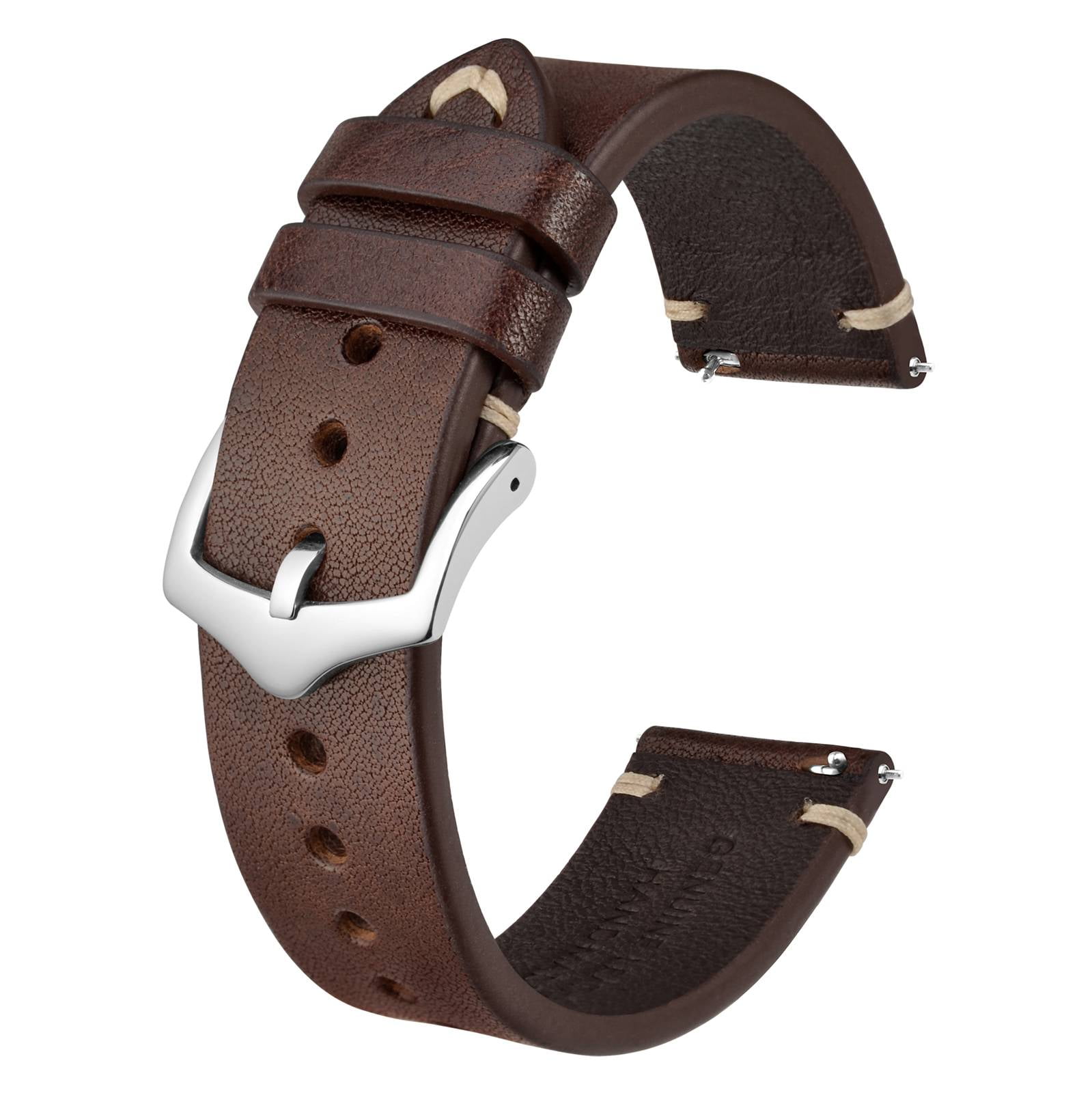 BISONSTRAP Men's Watch Bands, Hand-Stitched Leather Watch Straps, Quick ...