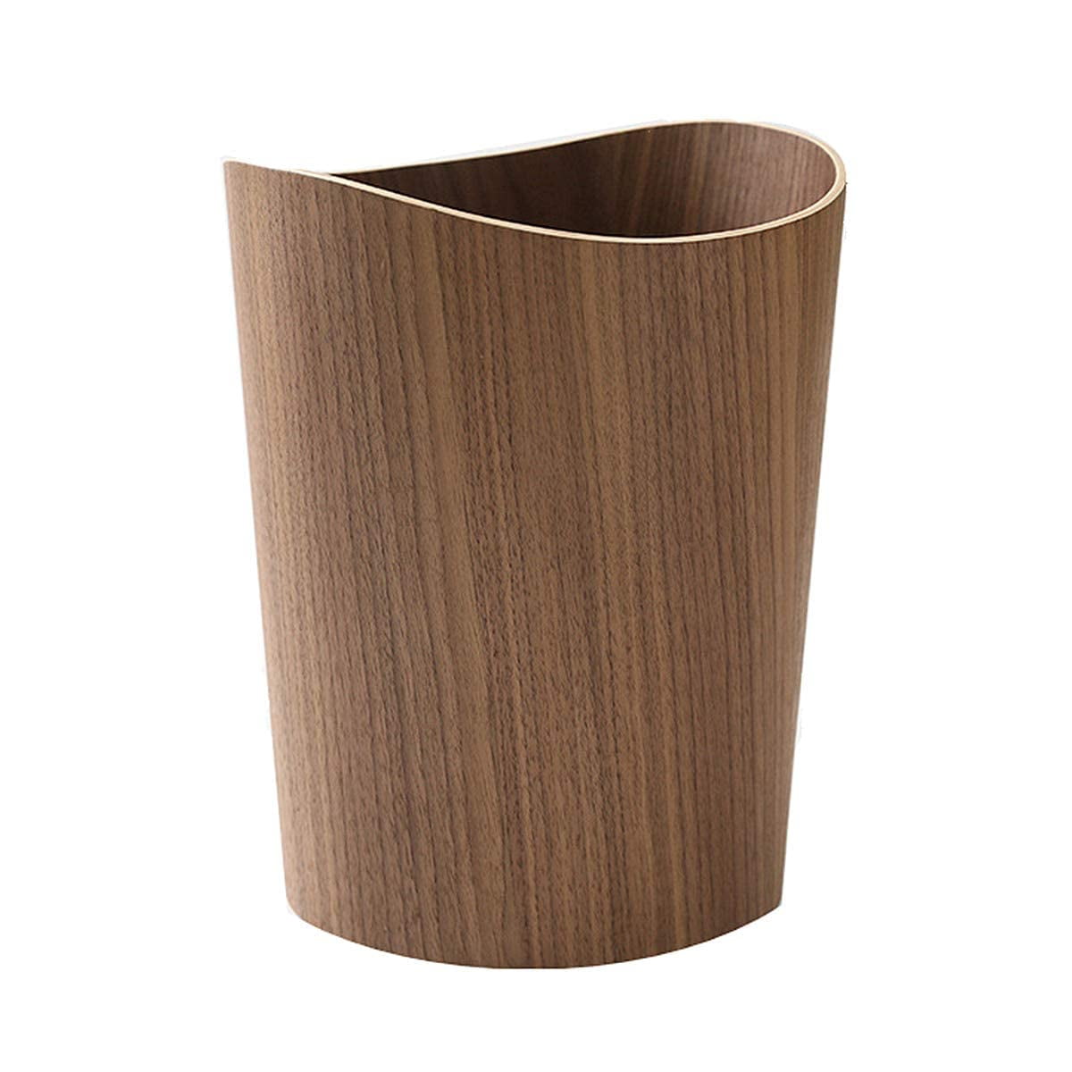 BISOZER Round Stackable Wastebasket, Natural Wood Garbage Recycling Bin for Bathrooms, Kitchens ...