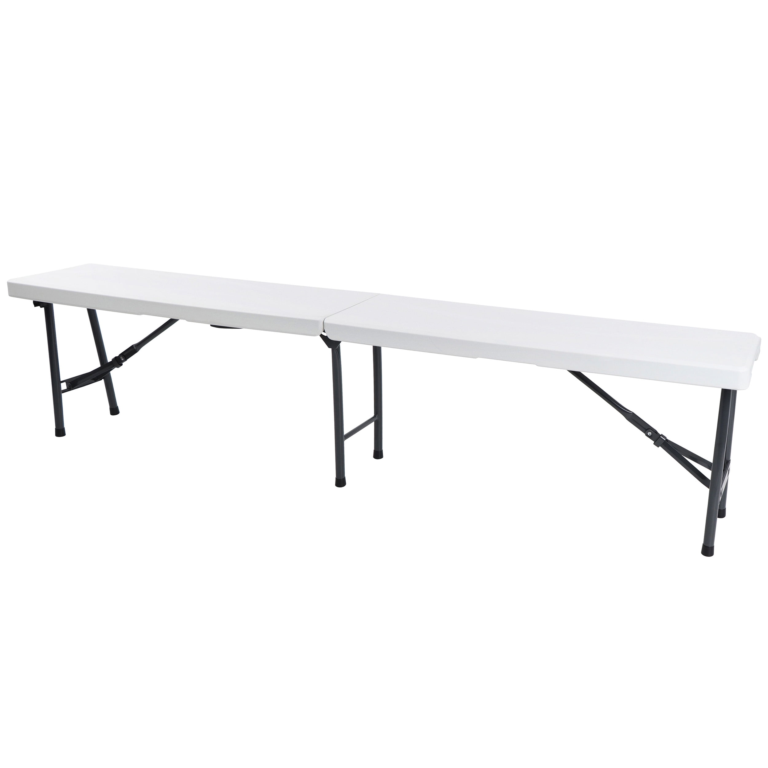 BISupply 6ft Folding Bench Seat - White Bench Outdoor Plastic Bench ...