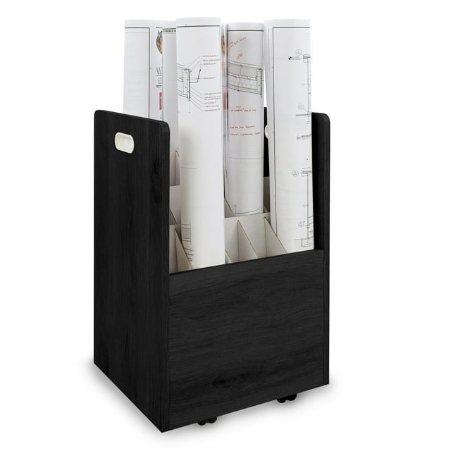 BISupply Blueprint Storage Rack - 20 Slot Black Rolling Map Holder on ...