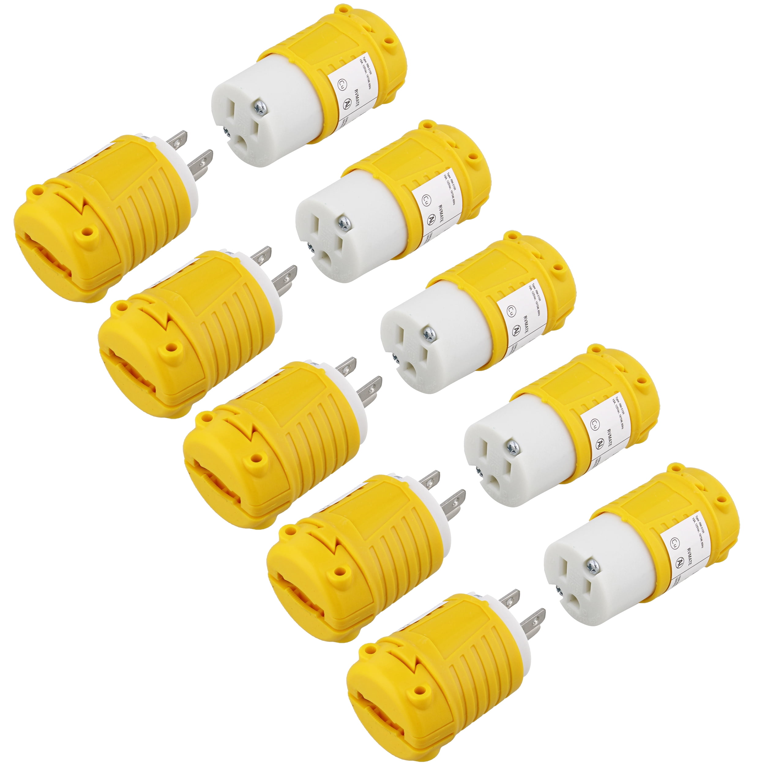 BISupply Electrical Plug Replacement - 125V 15 Amp Female and Male Plug ...