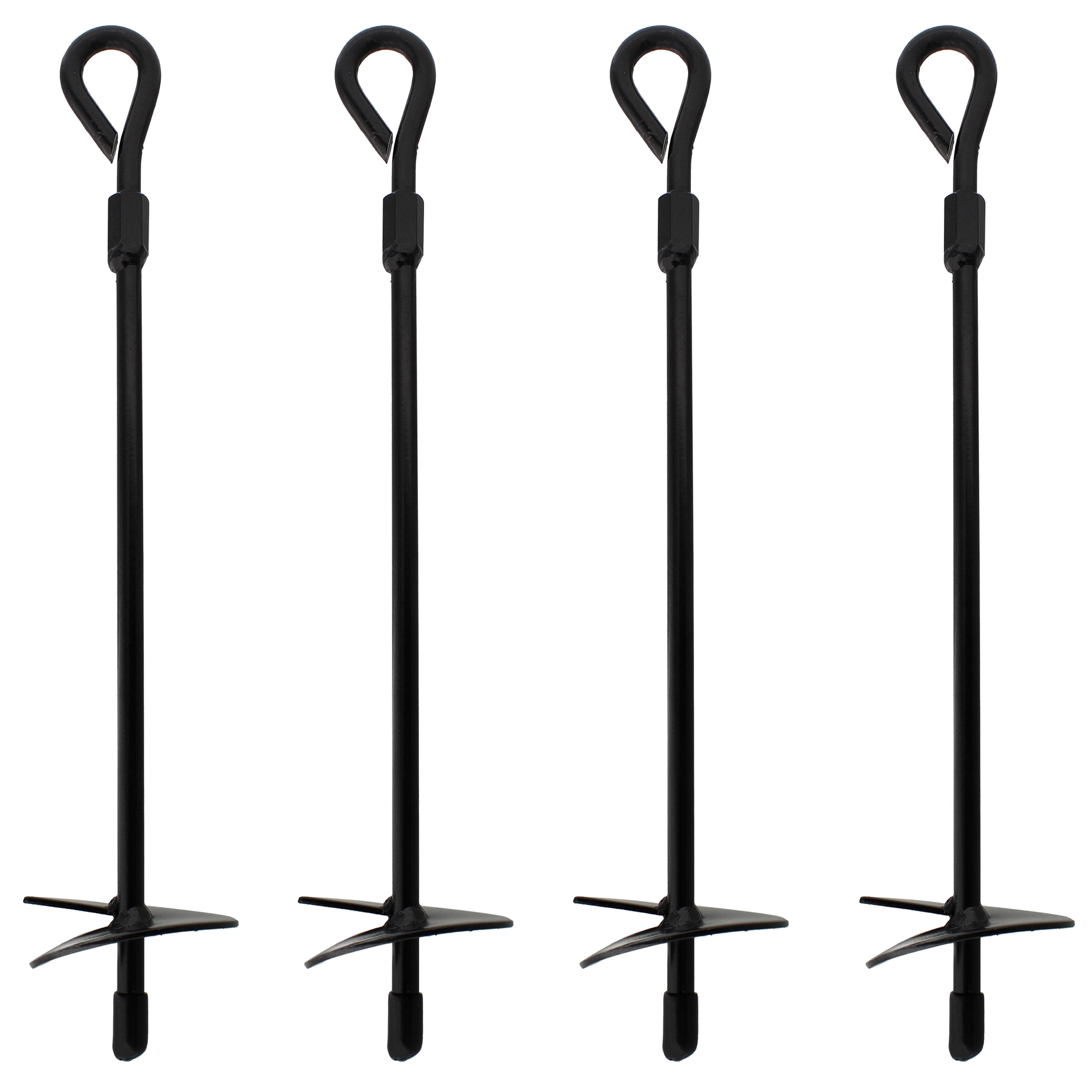 BISupply Heavy Duty Metal Post Screw Ground Anchors, 15in - 4pk Black ...