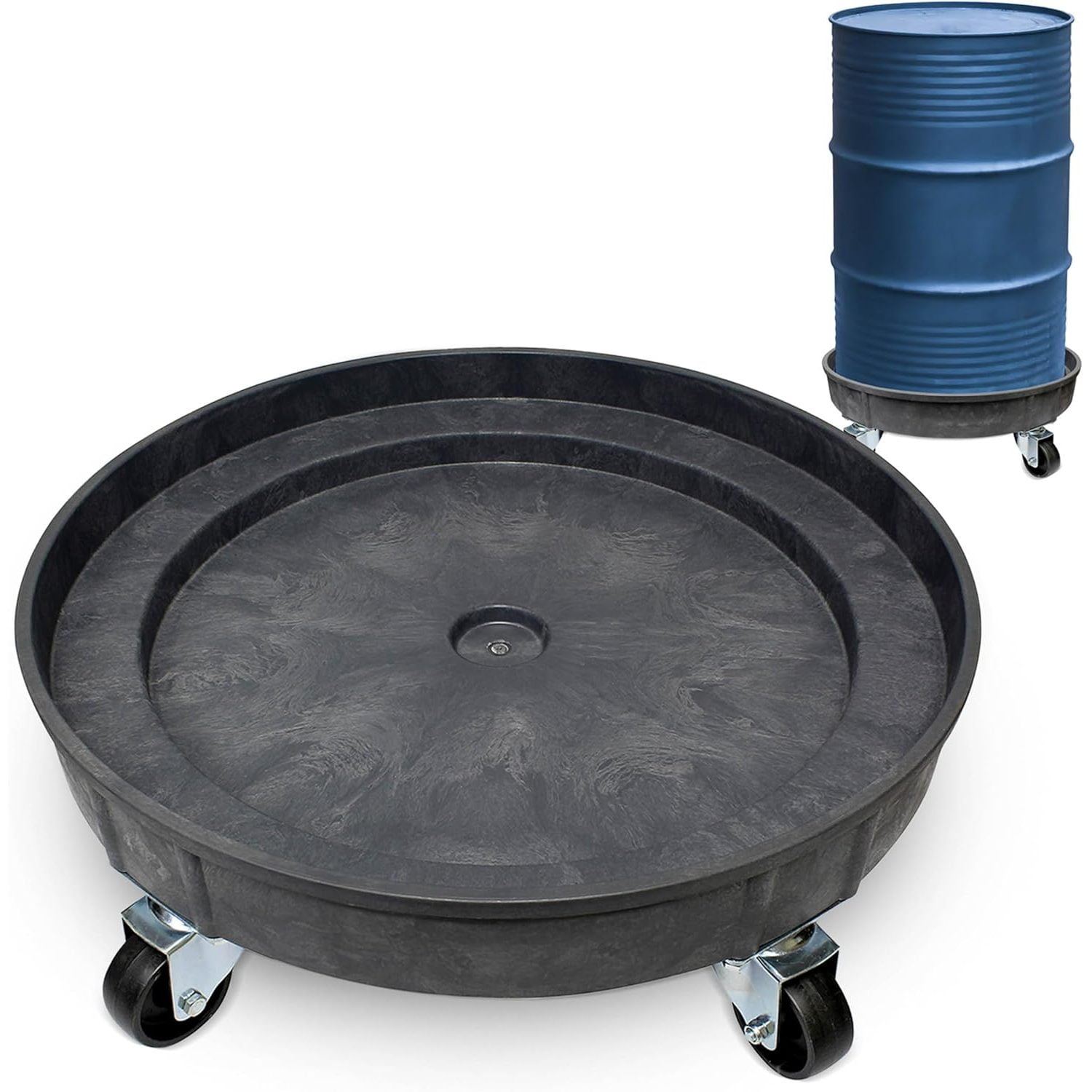 BISupply Plastic 30/55 Gal Drum Dolly Barrel Cart - 55 Gallon Drum ...