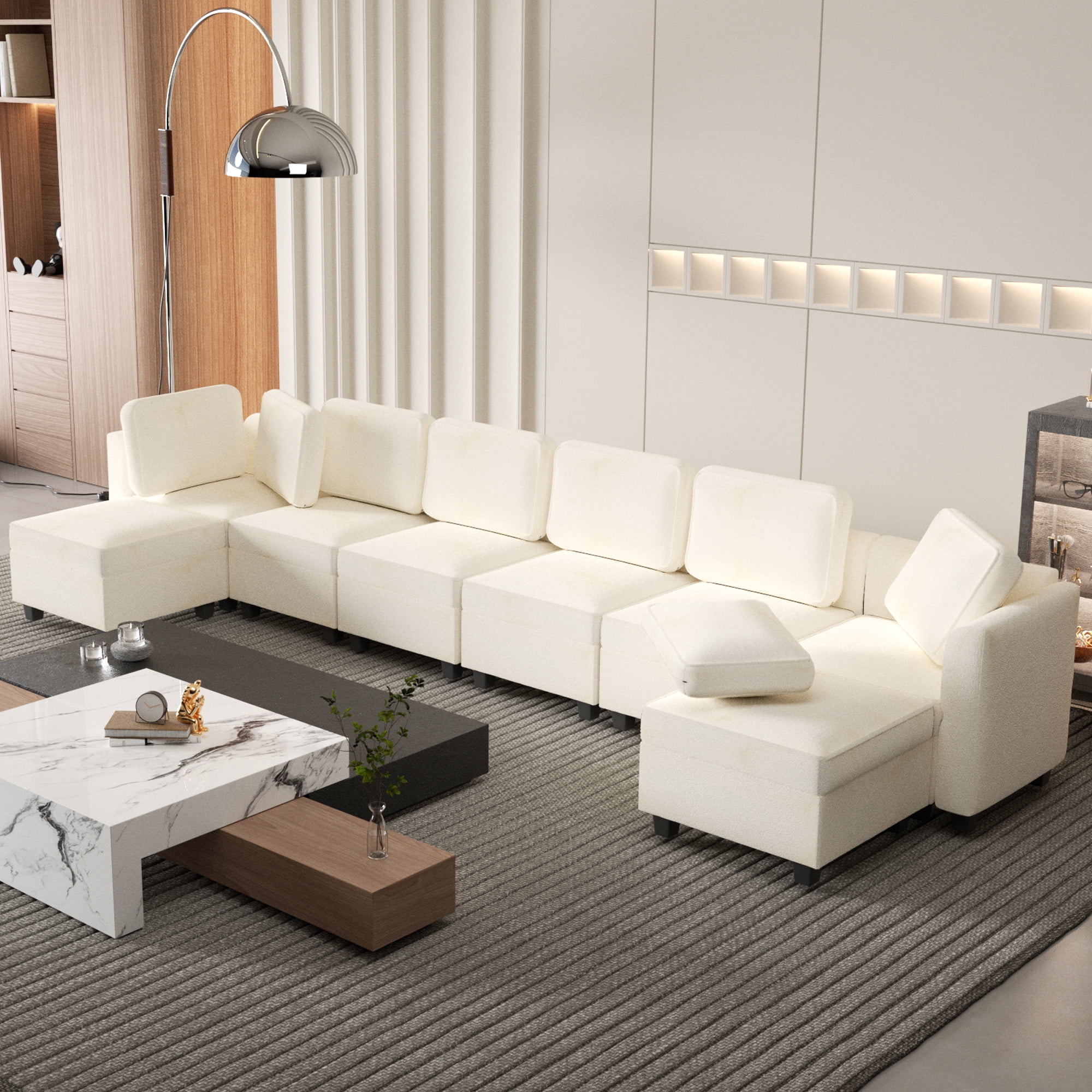 BITOUSHI 8 Seater Oversized Corduroy Modular Sectional Sofa, U Shaped ...