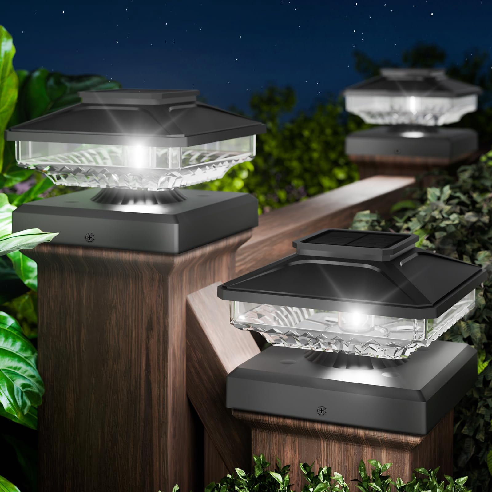 BITPOTT Bright Solar Post Lights 8 Pack, 3-in-1 [4X4/5X5/6X6] Fence ...