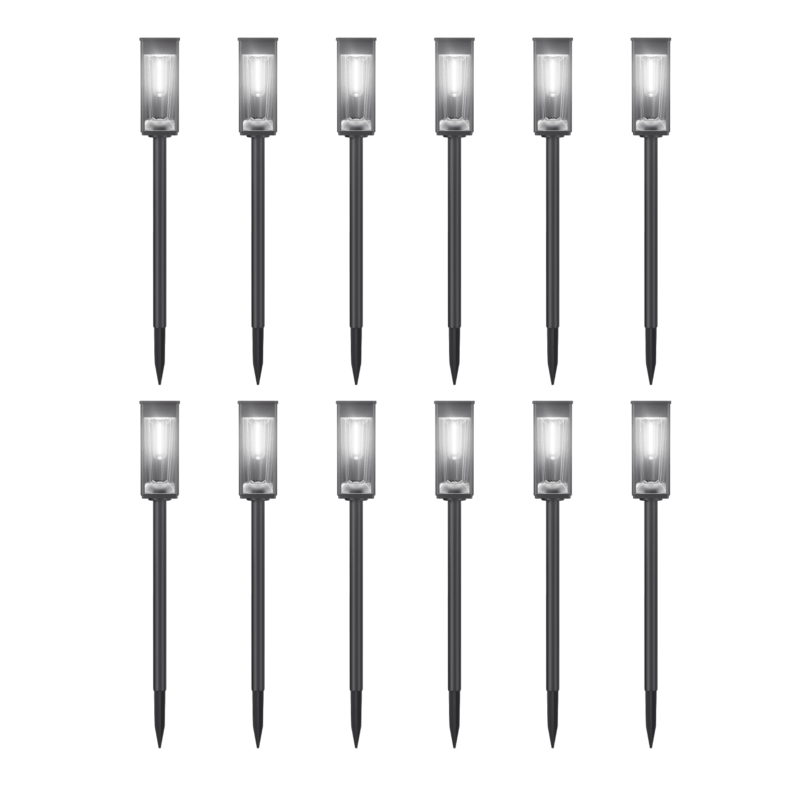 BITPOTT Solar Pathway Lights 2-in-1 Warm&Cool, 12 Pack Bright Solar ...