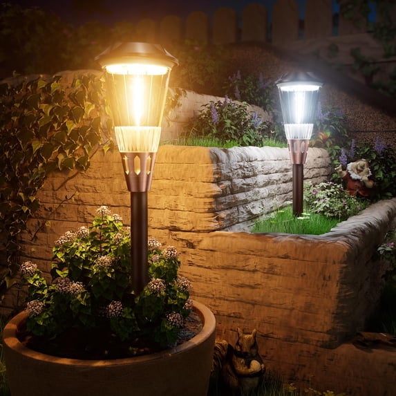 BITPOTT 8 Pack Bright Solar Pathway Lights Outdoor, 2-in-1 Adjustable ...